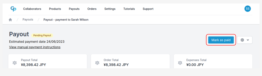 Manual payouts | CollabPay Documentation
