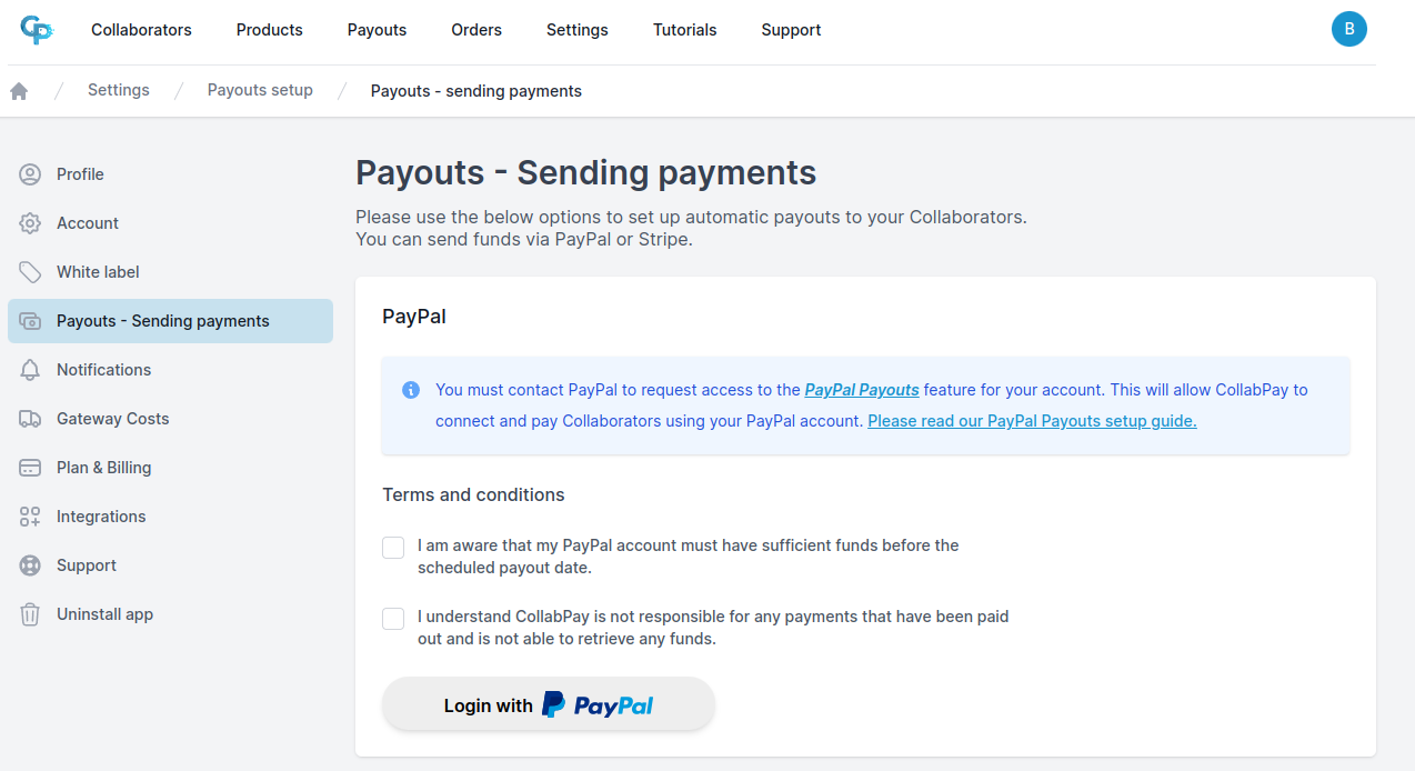 Setting Up Paypal Collabpay Documentation