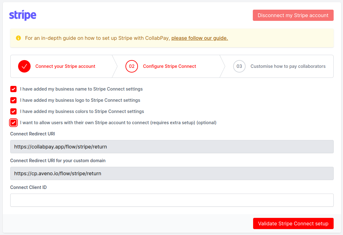 Setting Up Stripe | CollabPay Documentation