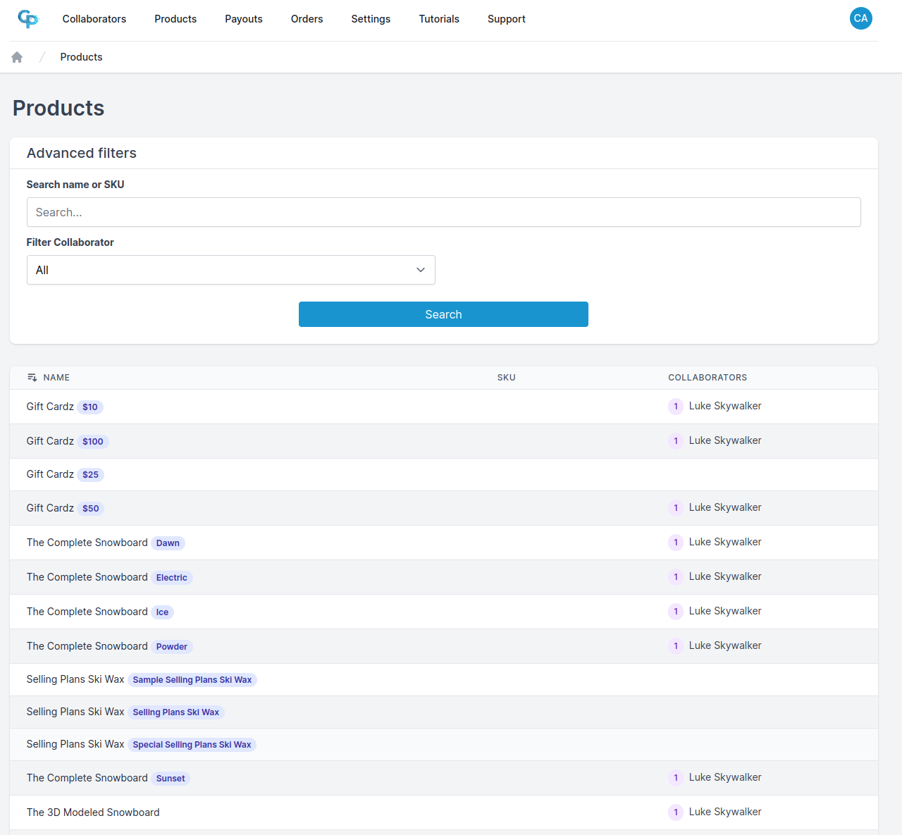 Product Search | CollabPay Documentation